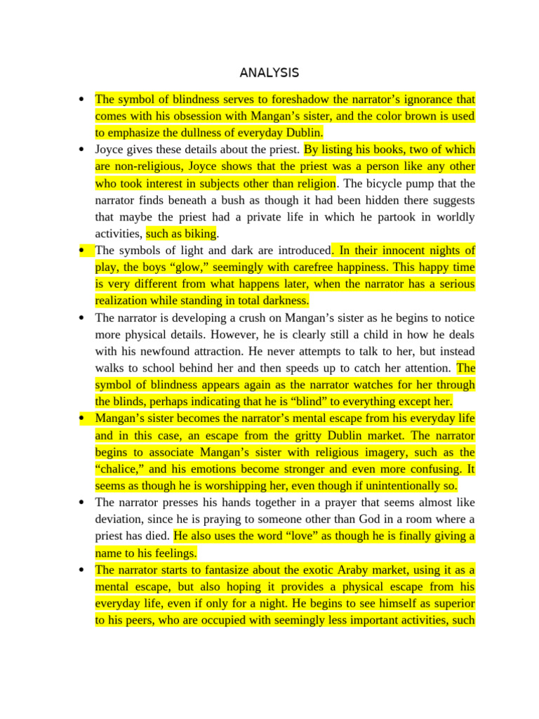 ANALYSIS THEMES SYMBOLS OF Short Story Araby by James Joyce | PDF