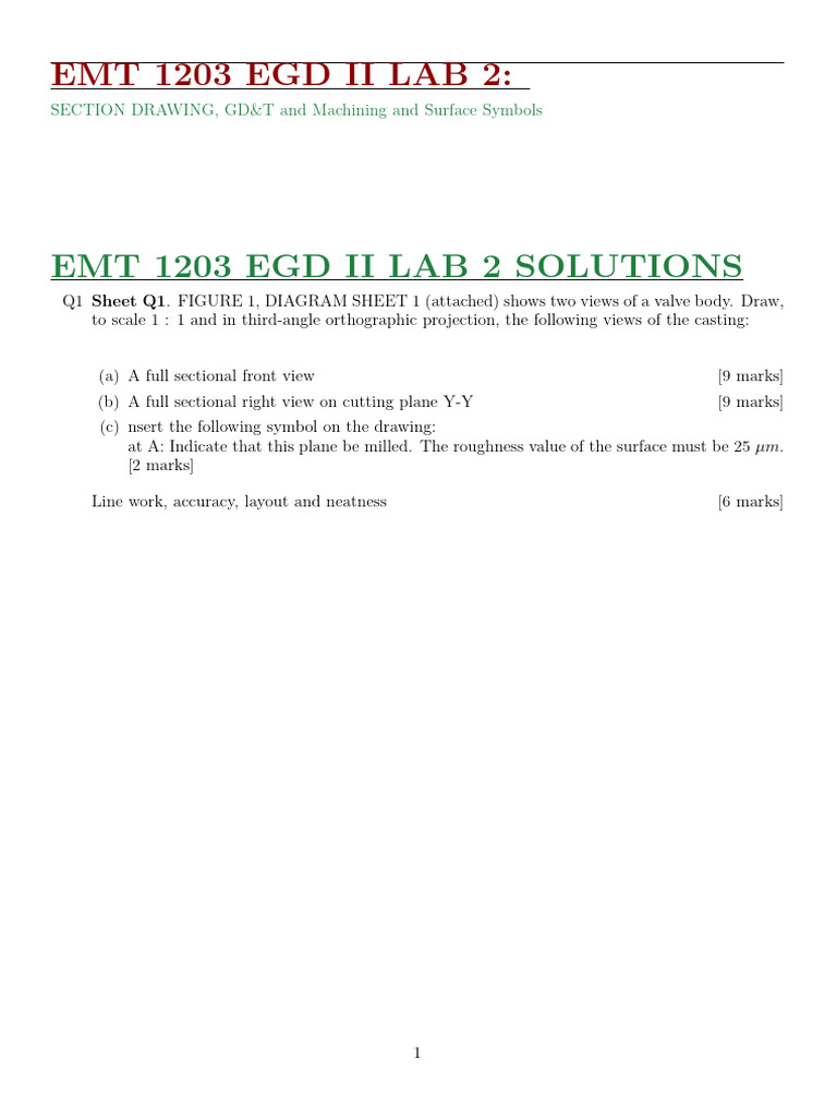 Inno2024 - ENGINEERING - DRAWING - II - EMT 1203 - LAB2 | PDF | Metalworking