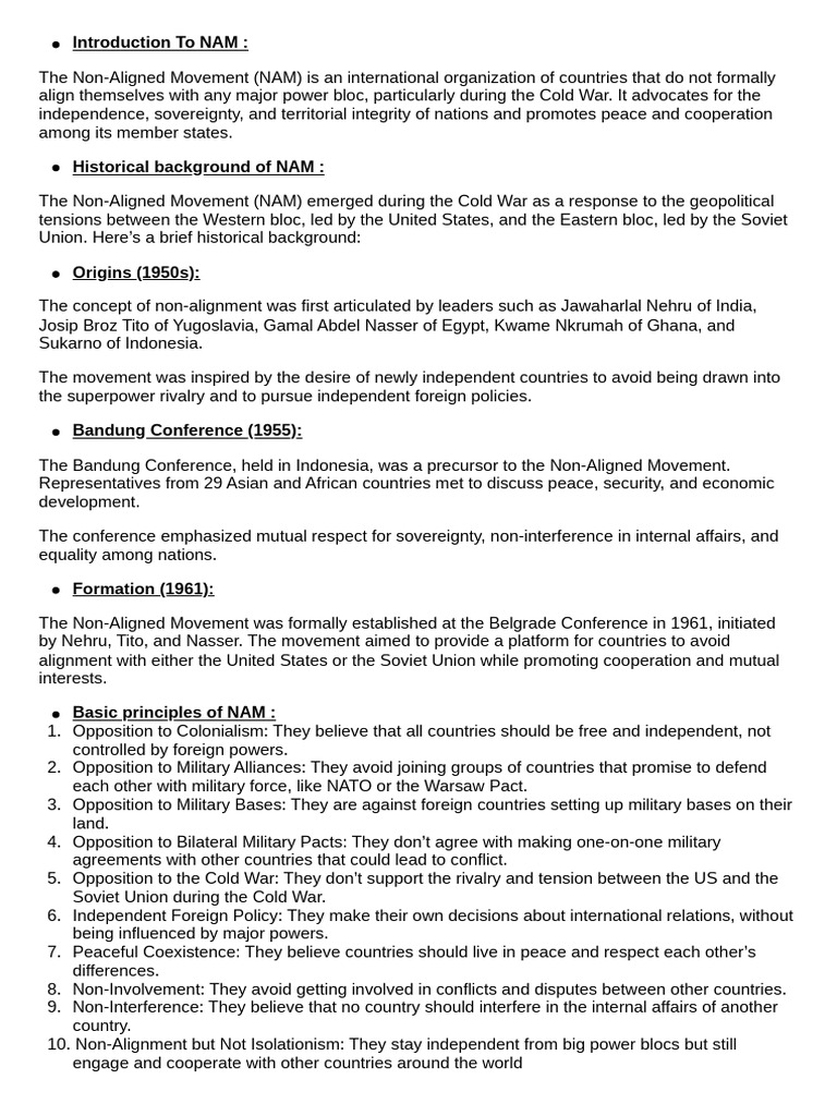 NON ALIGNED MOVEMENT - Docx - 20240628 - 235958 - 0000 | PDF | Non ...