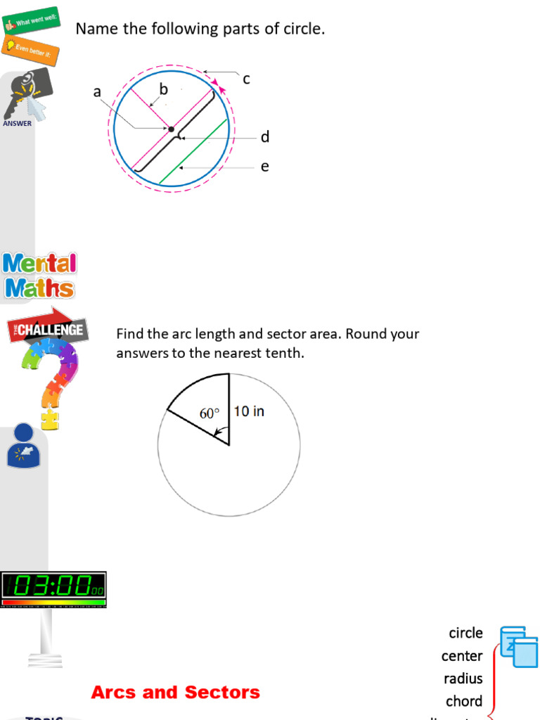arc length and sector area | PDF | Circle | Area
