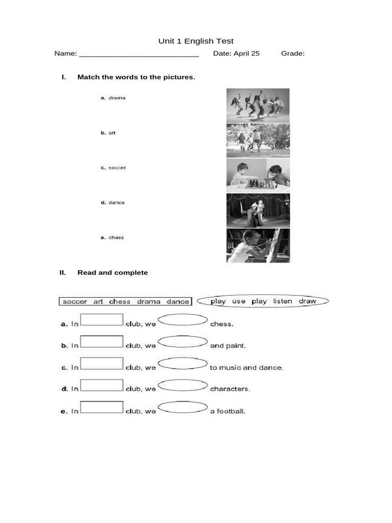 Unit 1 English Test 3ro | PDF