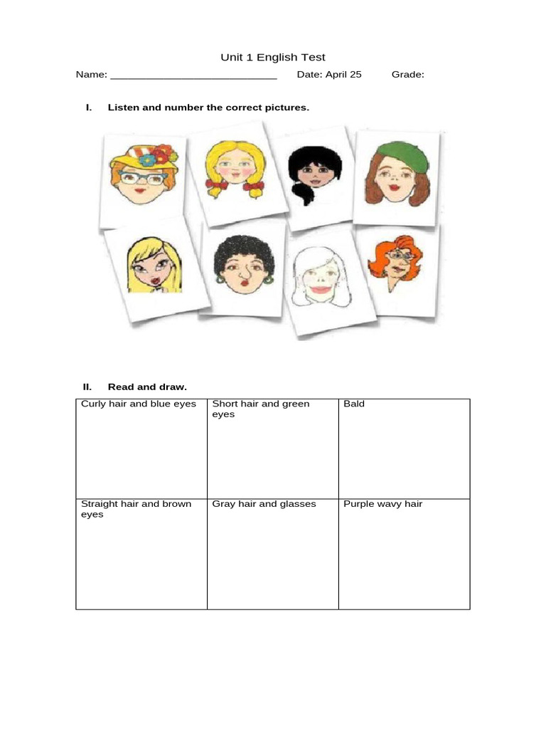 English Unit 1 Test: Descriptive Skills | PDF