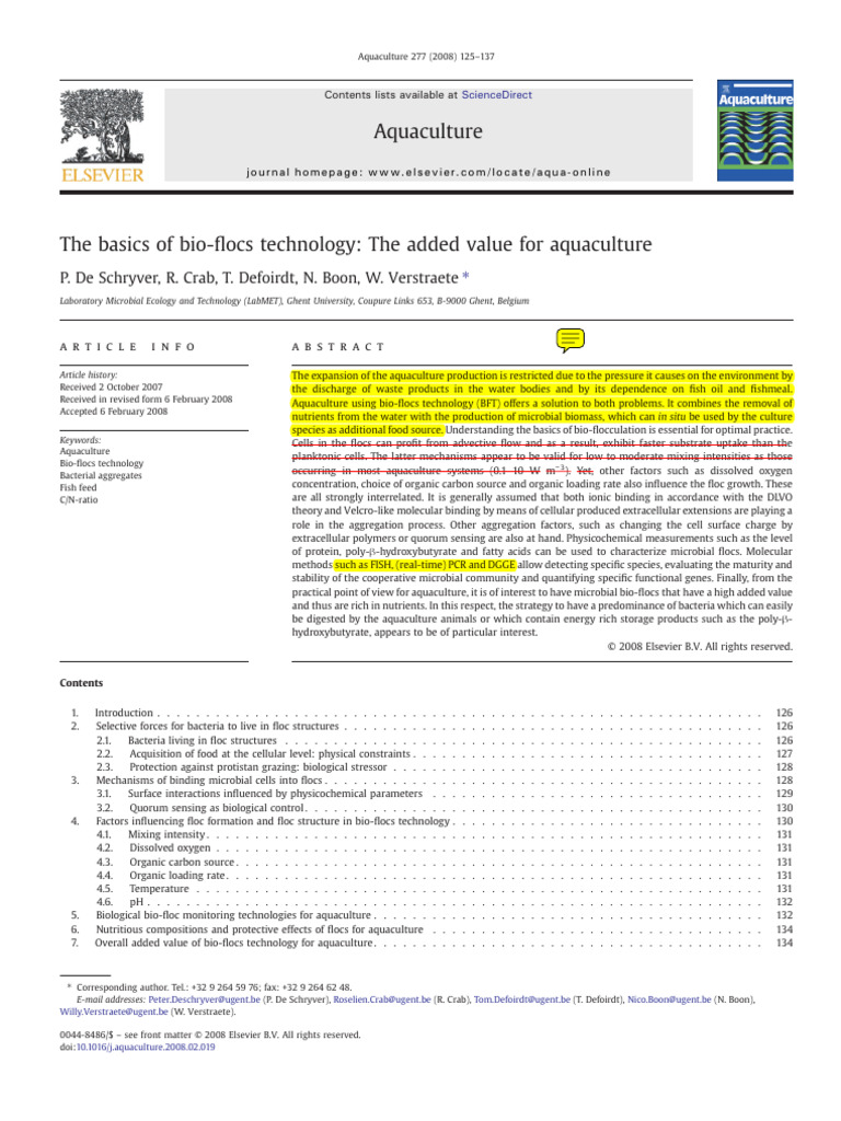 de Schryver. 2008. The Basics. Mechanism. of Bio-Flocs Technology ...