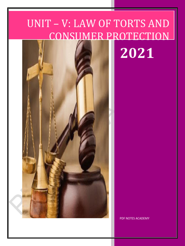 LAW Complete Unit - 5 (2021) | PDF | Tort | Damages