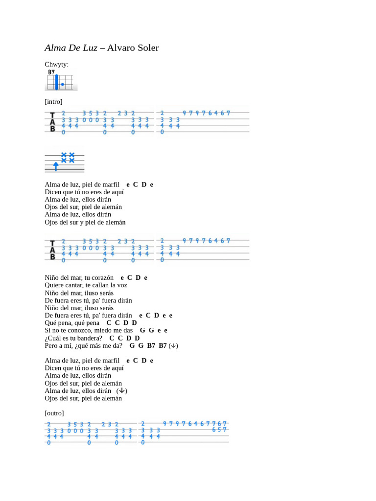 Alma De Luz - chords ukulele | PDF