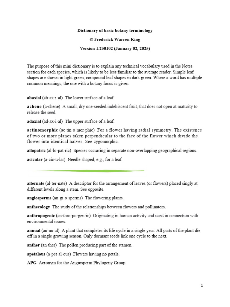 Dictionary of Basic Terminology | PDF | Flowers | Leaf