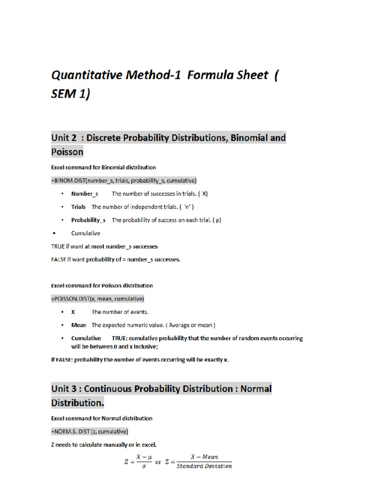 Quantitative Method-1 Formula | PDF