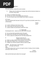 KET A2 Reading and Writing Test 01 | PDF