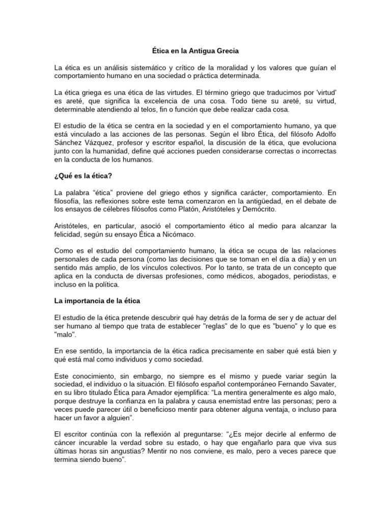 Ética en La Antigua Grecia | PDF | Virtud | Educación en artes liberales