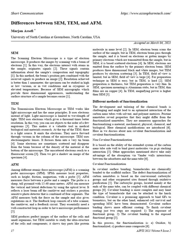 differences-between-sem-tem-and-afm | PDF | Scanning Electron ...