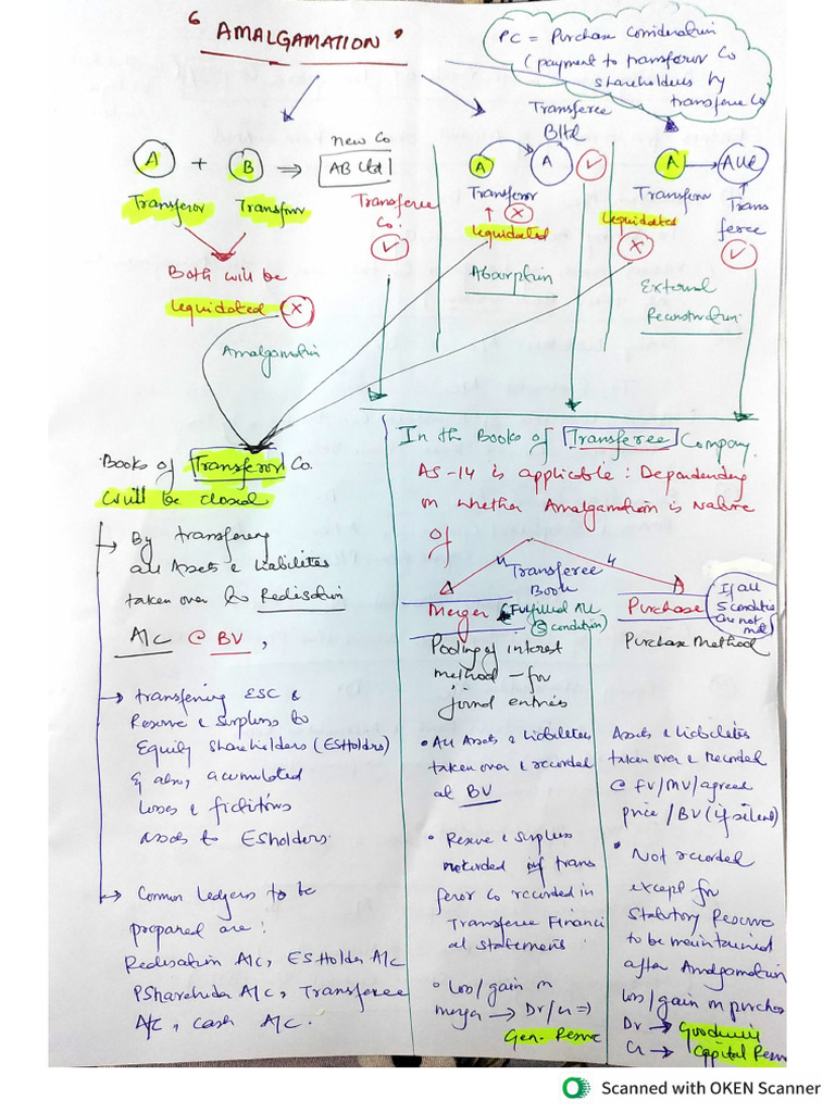 Amalgamation Journal Entries | PDF