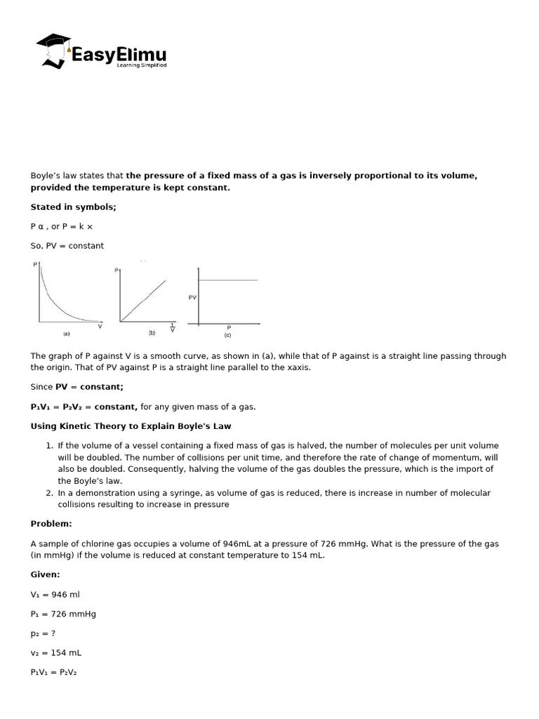 Gas Laws - Chemistry Notes Form 3-28 | PDF | Gases | Temperature