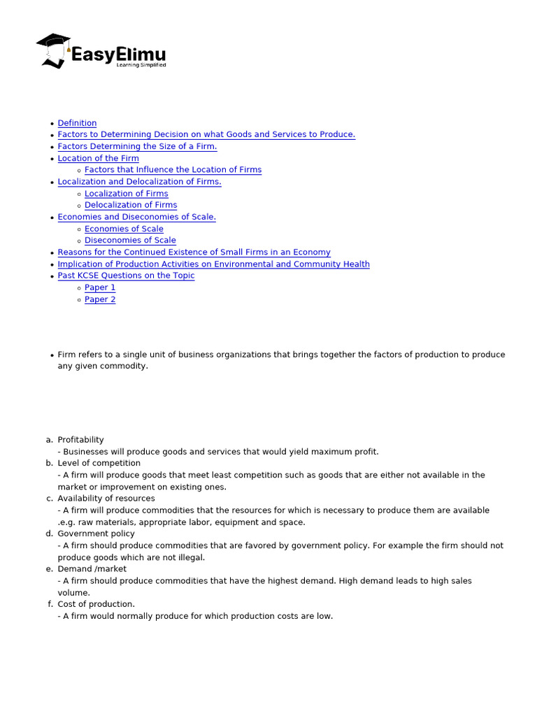 HsSize and Location of A Firm - Business Studies Form 3 Notes-2037 ...