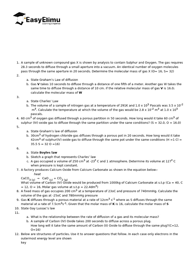 Hsgas Laws Questions and Answers - Chemistry Form 3 Topical Revision ...