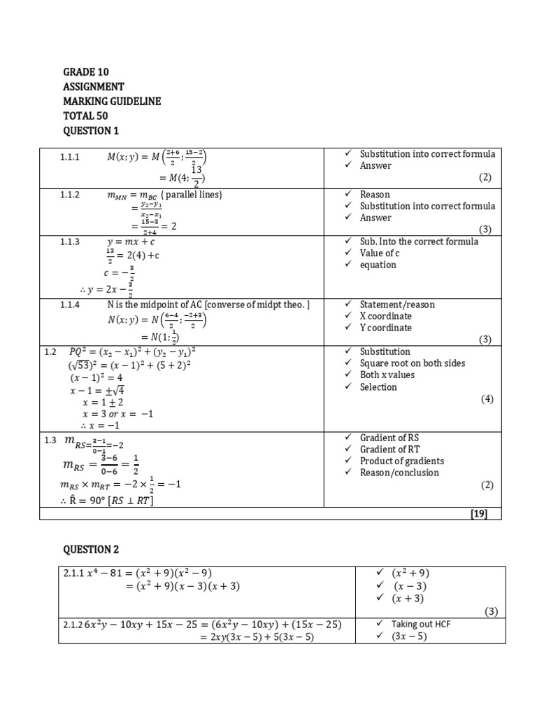 Grade 10 Math Assignment Guidelines | PDF | Square Root | Mathematics