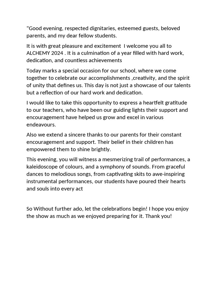 A Warm Welcome To Our Annual Day Celebration | PDF
