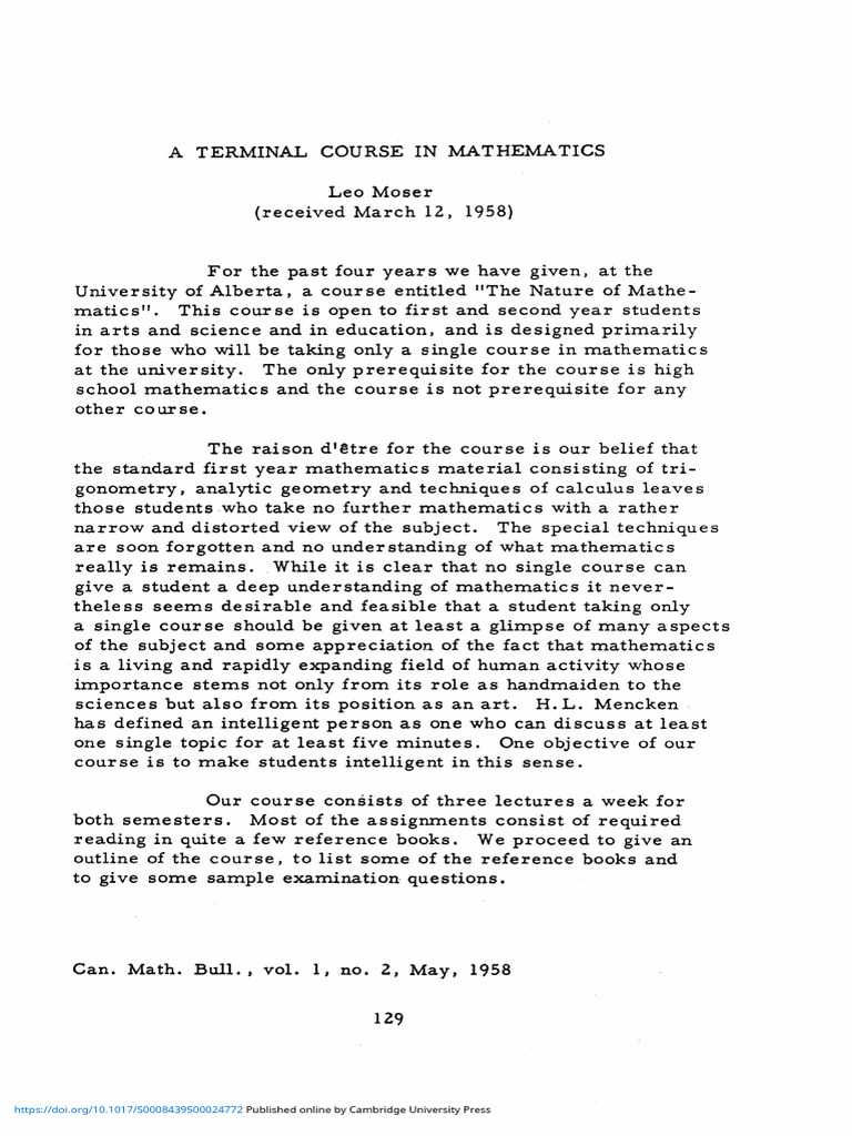 A Terminal Course in Mathematics | PDF | Geometry | Axiom