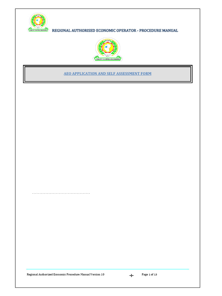 Aeo Application and Self Assessment Form | PDF | Customs | Audit