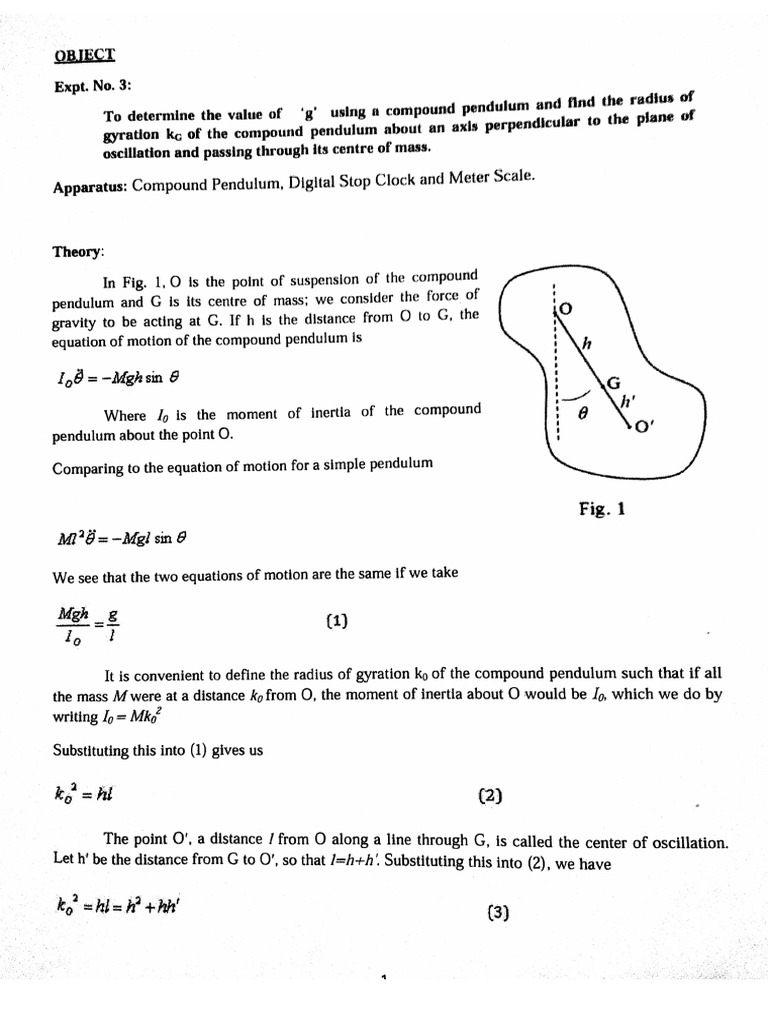 Compound Pendulum | PDF