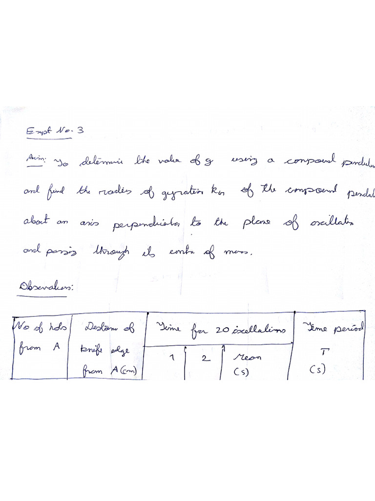 Compound Pendulum Obs | PDF