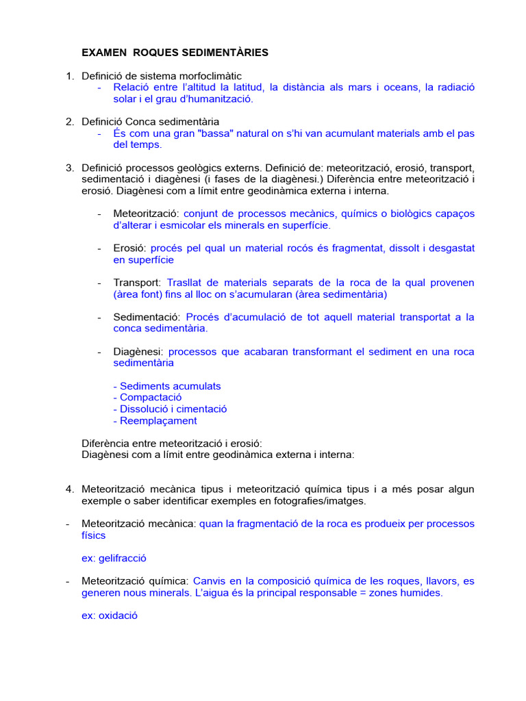 Què Estudiar Examen Roques Sedimentàries | PDF