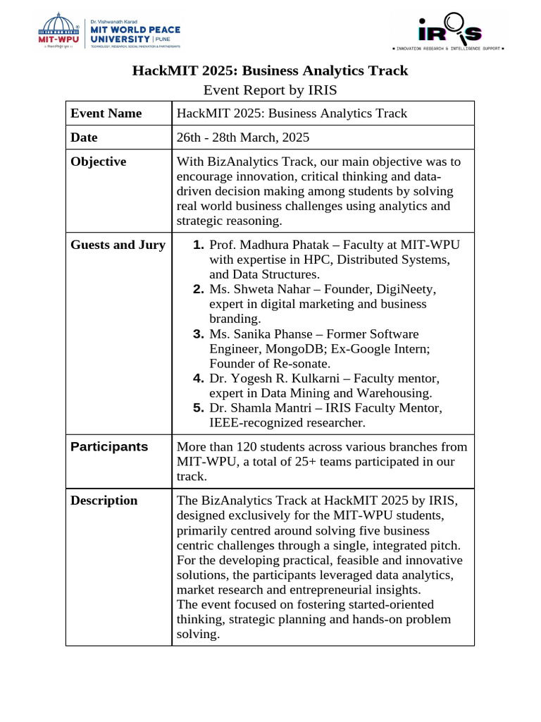 HackMIT 2025 - Business Analytics Track | PDF | Mentorship | Analytics