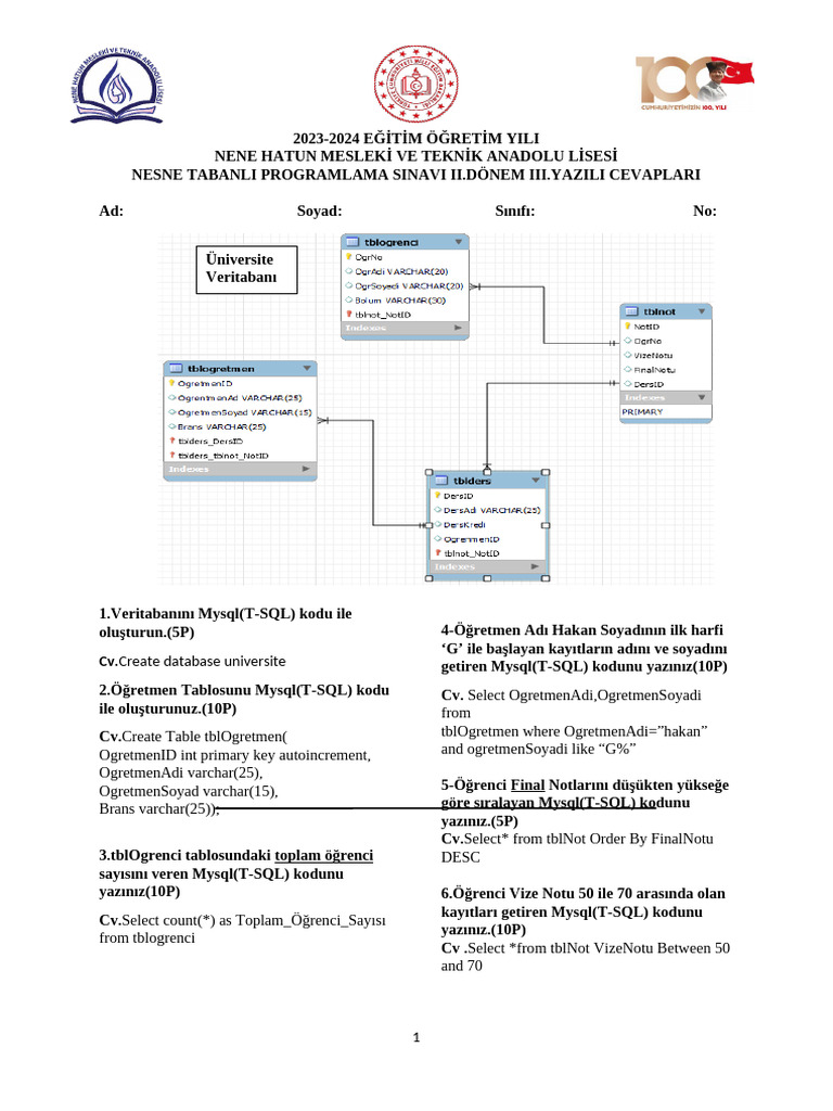 2023-2024 Nesne Tabanlı Programlama Cevapları | PDF
