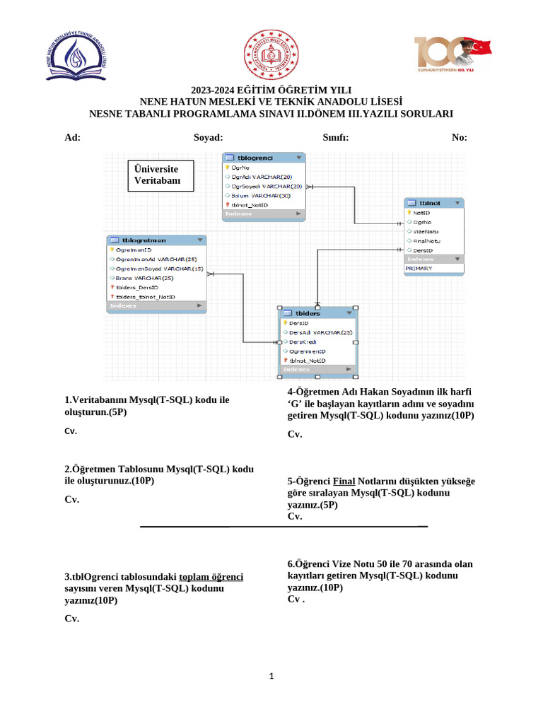 2023-2024 Nesne Tabanlı Programlama Soruları | PDF