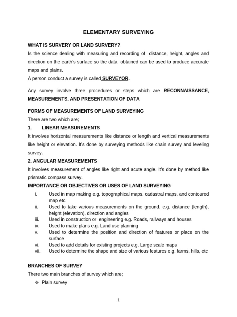 F3 Geog Elementary Survey Notes | PDF | Surveying | Geographical Technology