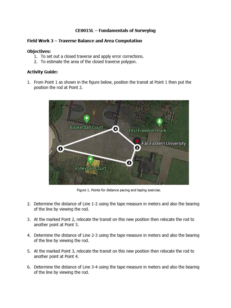 Activity 03 Traverse Balance and Area Computation | PDF | Metre | Area