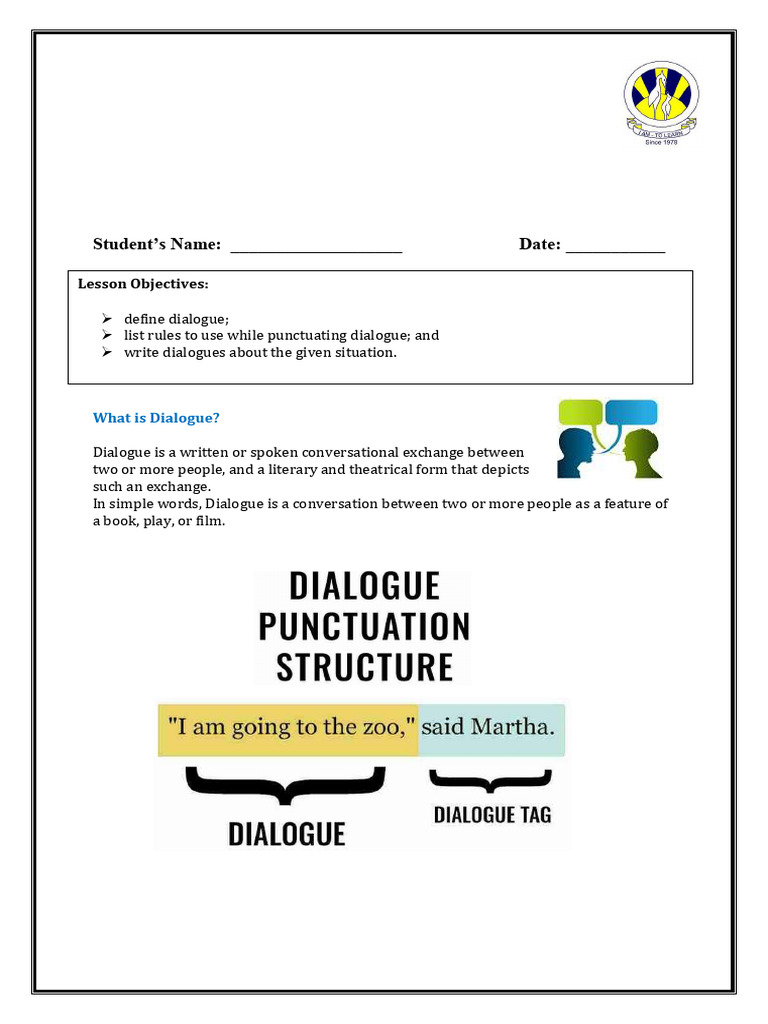 Dialogue Writing for 8th Grade English | PDF | Dialogue | Human ...