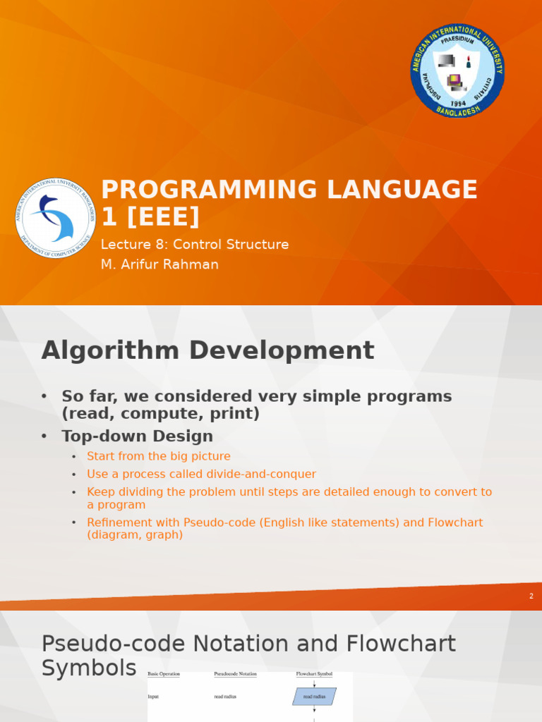 8.0 Control Structure | PDF | Control Flow | Computer Programming
