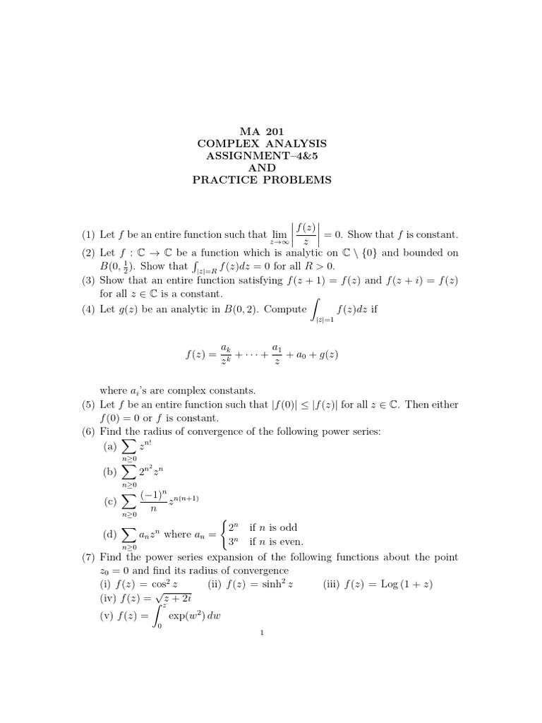 Assignment 4 and 5 With Practice Problems | PDF | Power Series | Real Analysis
