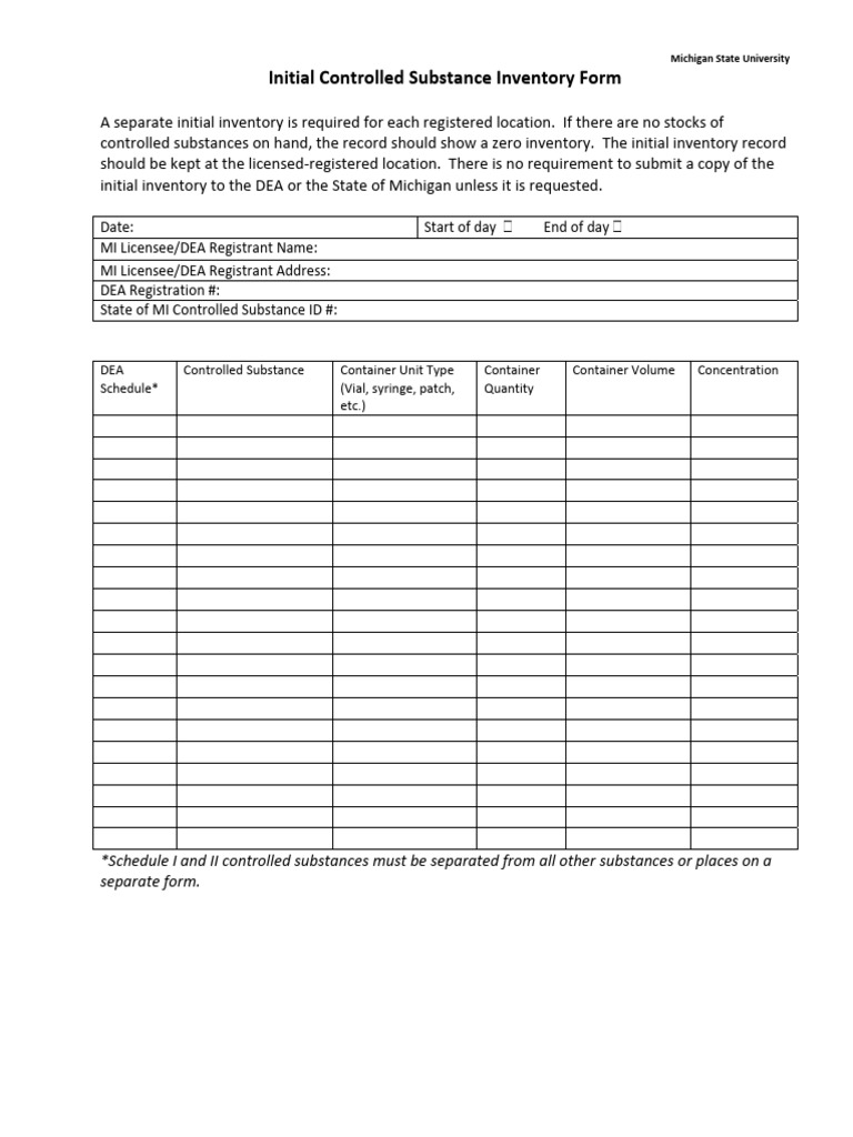 Initial Inventory Form | PDF