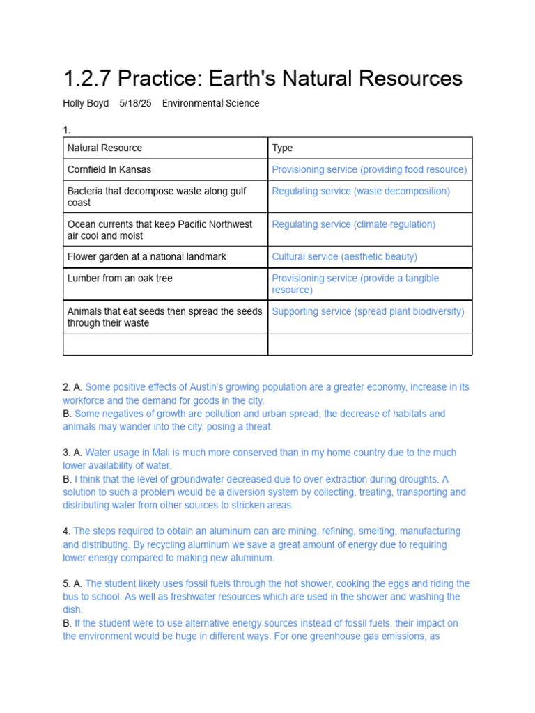 1.2.7 Practice_ Earth's Natural Resources | PDF | Renewable Energy ...