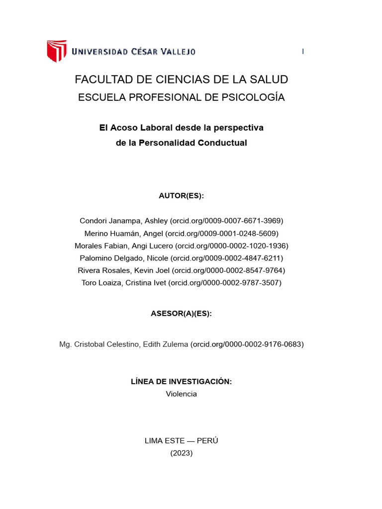 Acoso Laboral y Personalidad Conductual | PDF | Acoso sexual ...