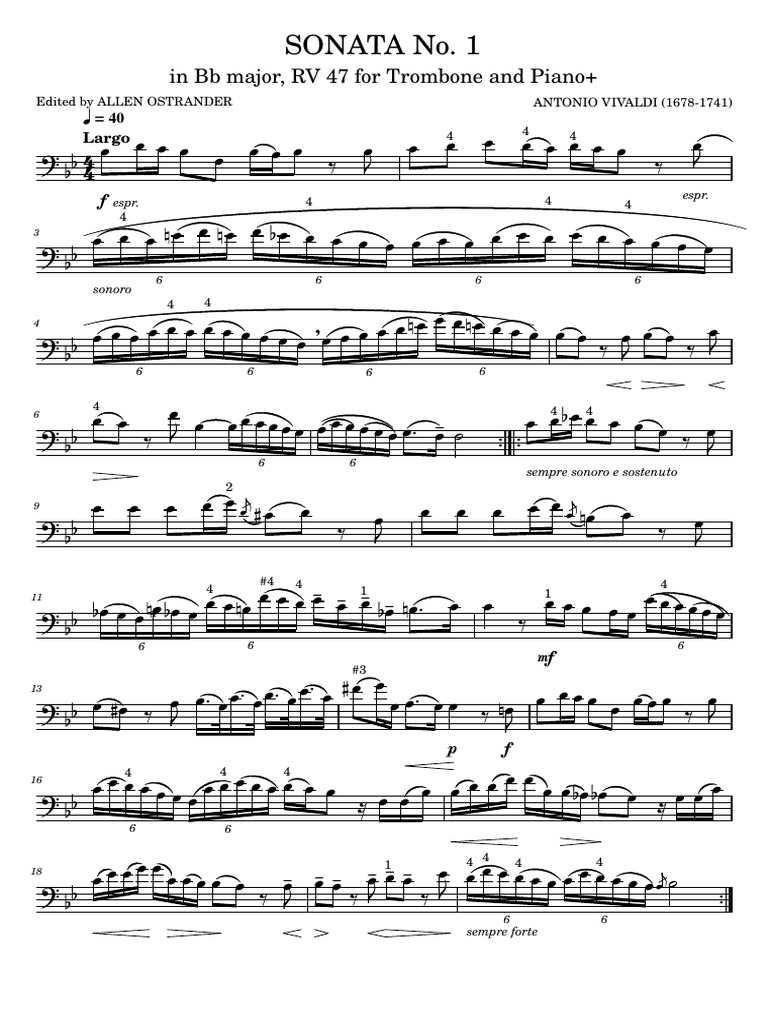 Sonata No 1 Vivaldi Trombone | PDF