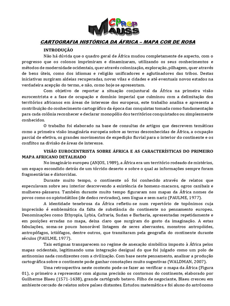 Cartografia Histórica Da África - Mapa Cor de Rosa 2020 | PDF