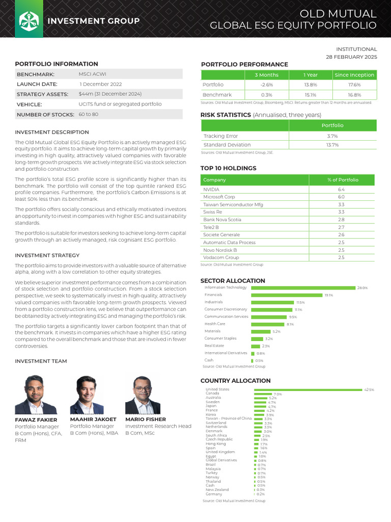 Old Mutual Global ESG Equity Portfolio | PDF | Investing | Securities ...
