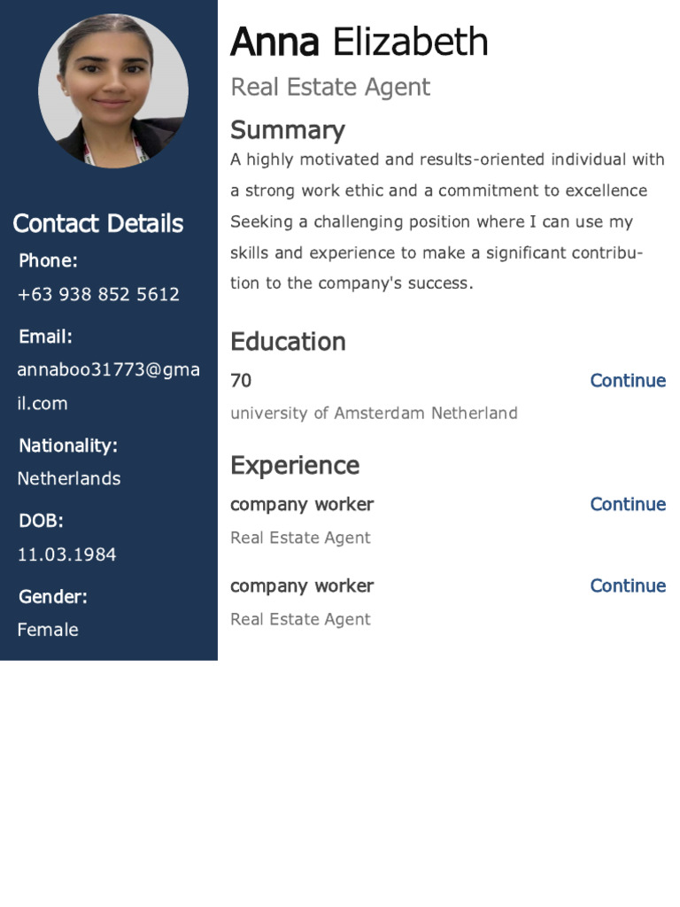 Real Estate Agent: Contact Details | PDF