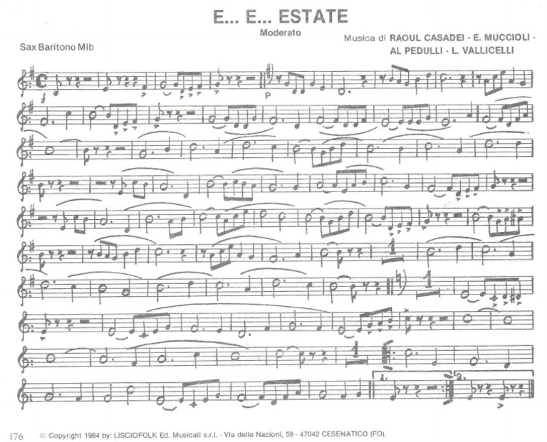 7) Sax Baritono - E... E... Estate | PDF