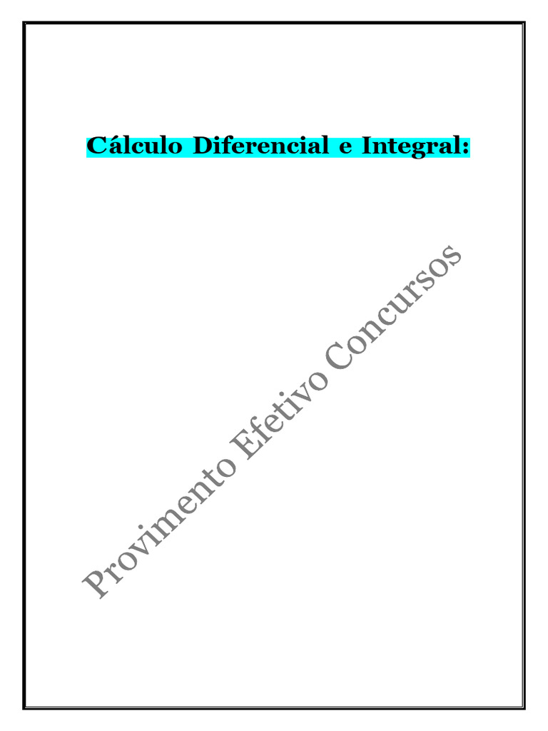 Cálculo Diferencial e Integral | PDF | Derivado | Cálculo