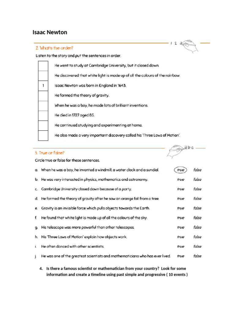 Isaac Newton worksheet | PDF