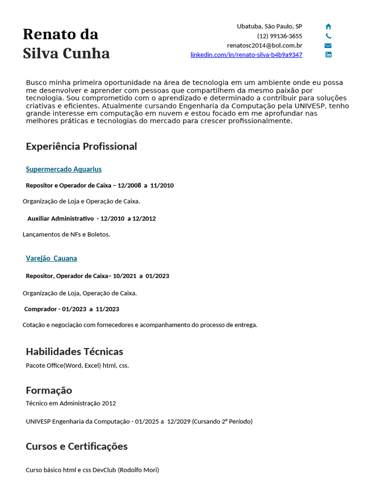 Curriculo Renato | PDF