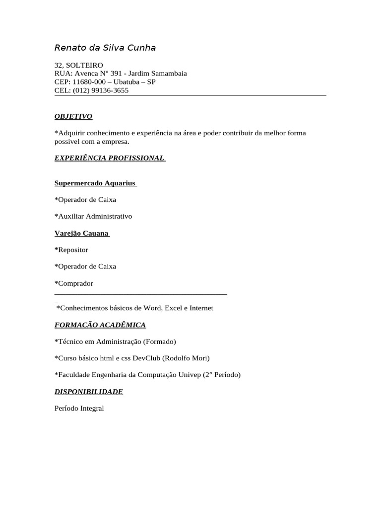 Curriculum Renato - Atualizado | PDF