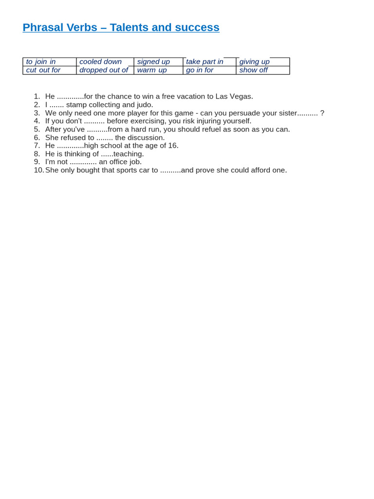 Phrasal Verbs for Success and Talents | PDF