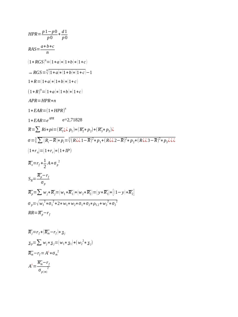 Investicije - formule za ispit | PDF