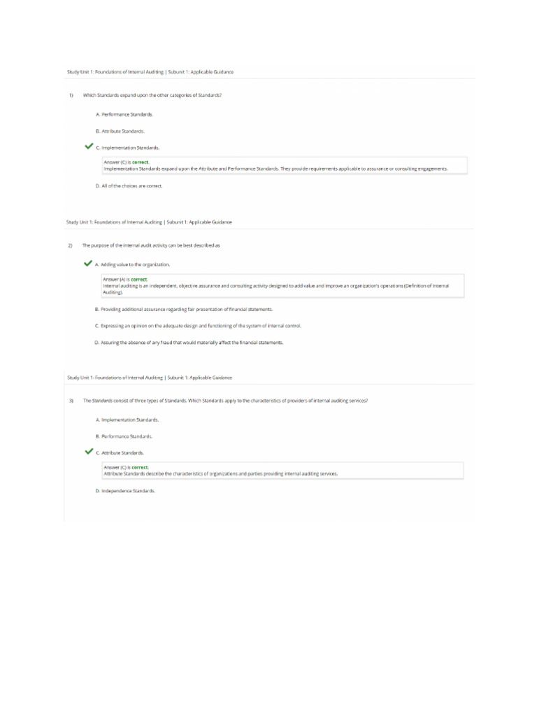 Study Unit 1 Foundations of Internal Auditing | PDF