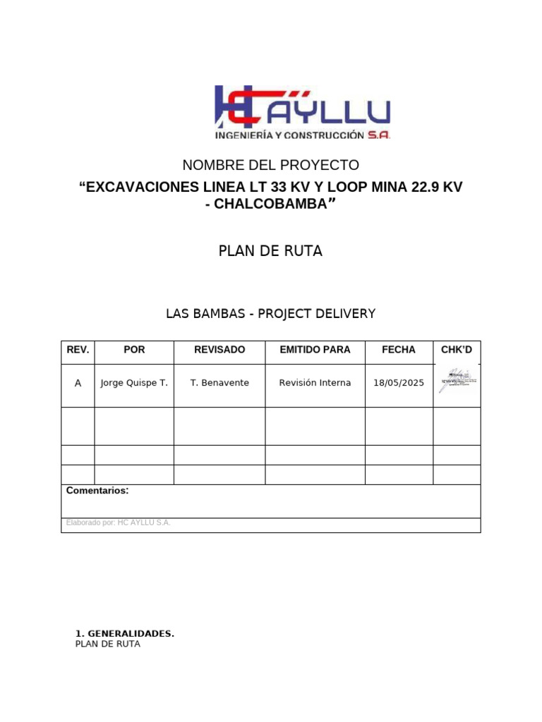 Plan de Ruta: Loop Mina 22.9 kV | PDF