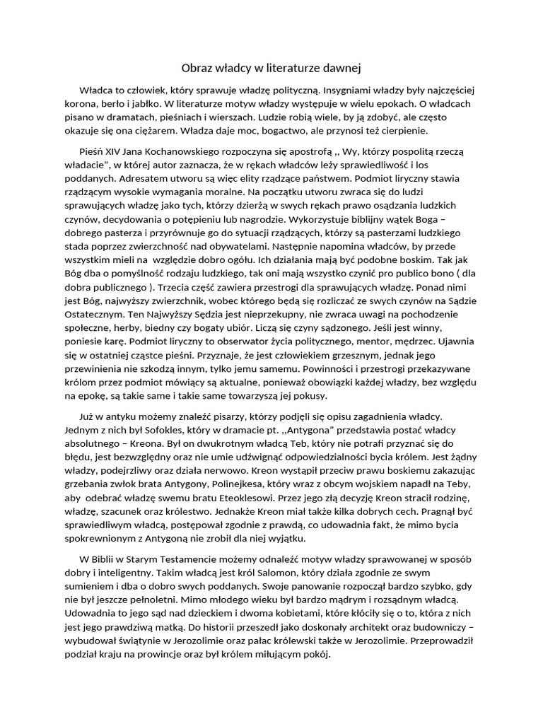 Obraz Władcy W Literaturze Dawnej | PDF